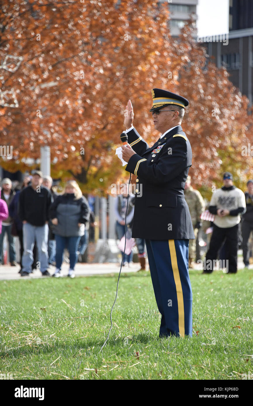 Retired Colonel Gordon R. Lam swears in over fifty new recruits from ...