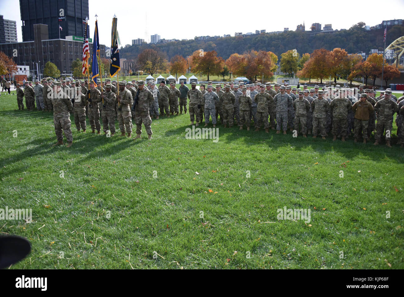 Pennsylvania Army National Guardsmen stand in formation during a mass ...