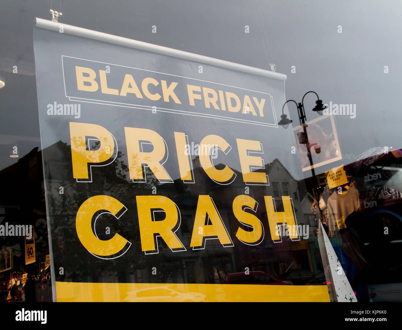 Black Friday price crash signs in high street outdoor fashion store ...