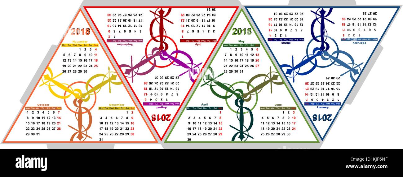 The layout of the triangular calendar Stock Vector Image & Art - Alamy