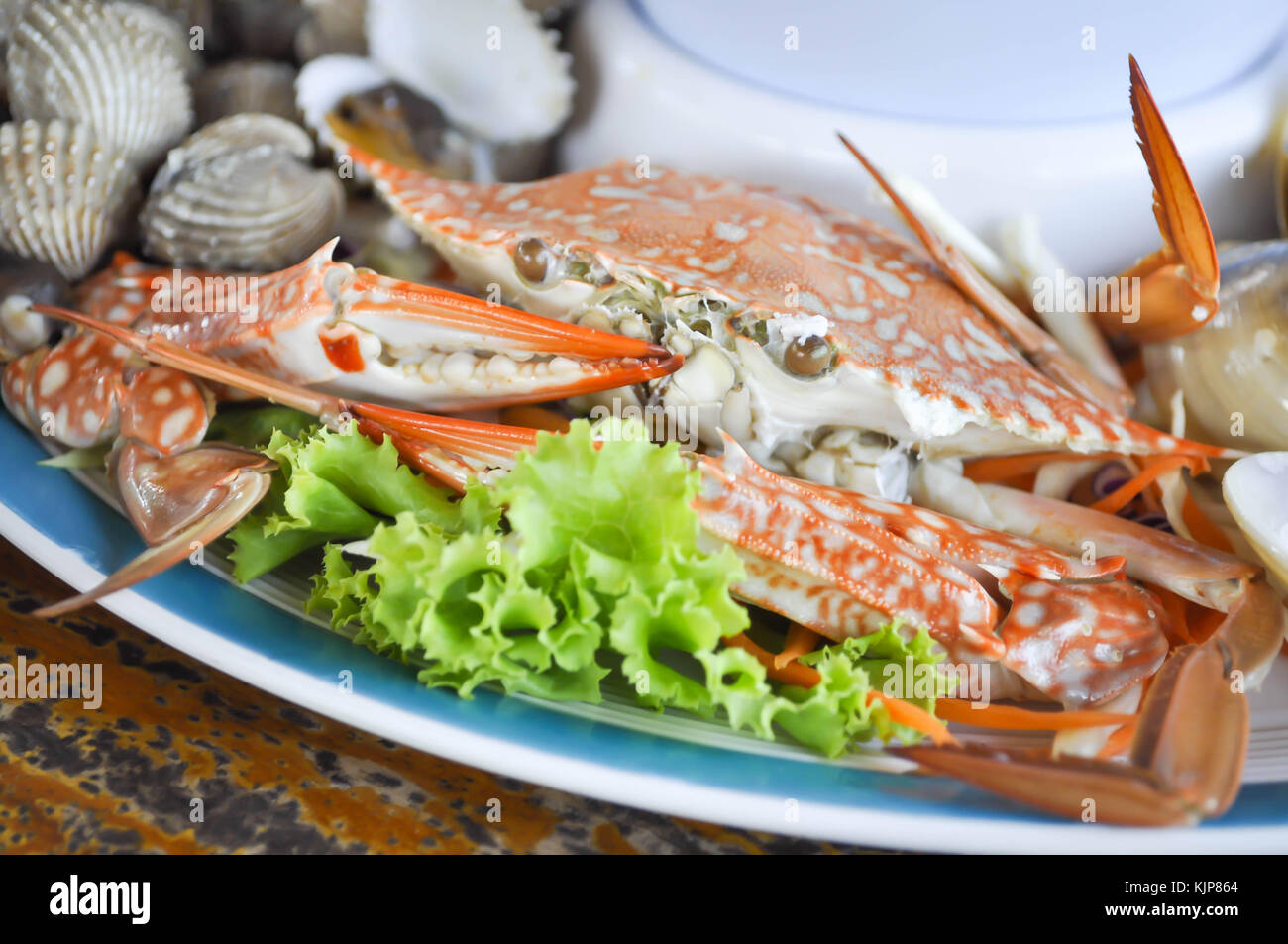 steamed seafood or steamed shell and steamed crab Stock Photo - Alamy