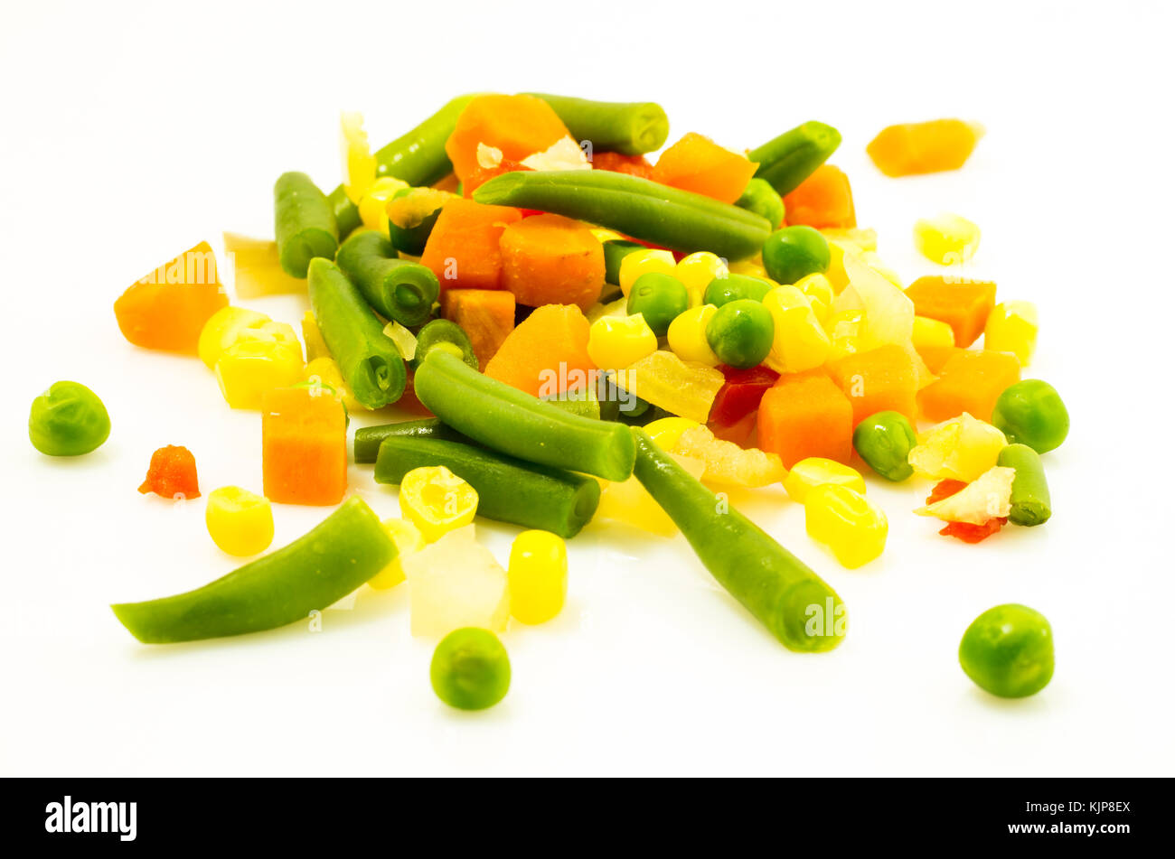 A mix of vegetables. Salad of corn, peas, pepper, asparagus, carrots ...