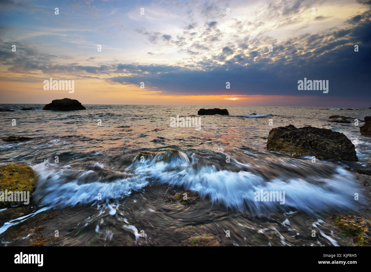 Beautiful seascape sunset. Nature composition Stock Photo - Alamy