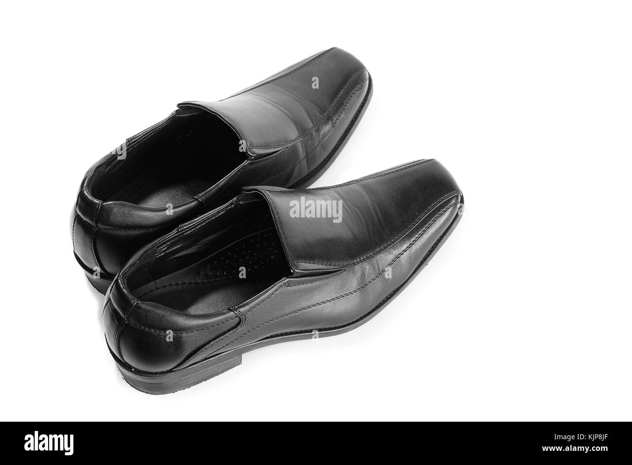 black leather shoe isolated on white background, Rear view black shoes ...