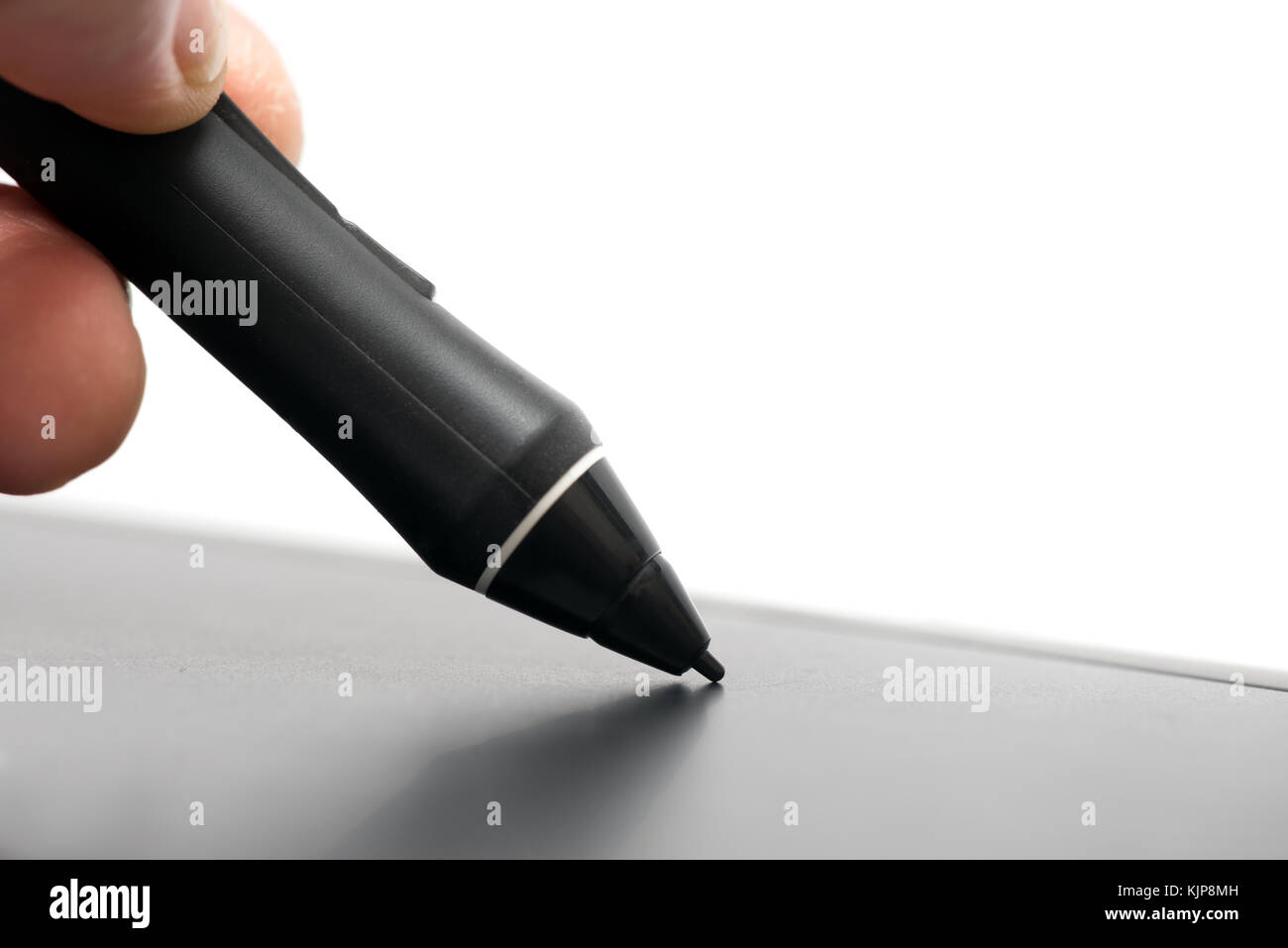 hand drawing on a graphic tablet with a pen on white background Stock ...
