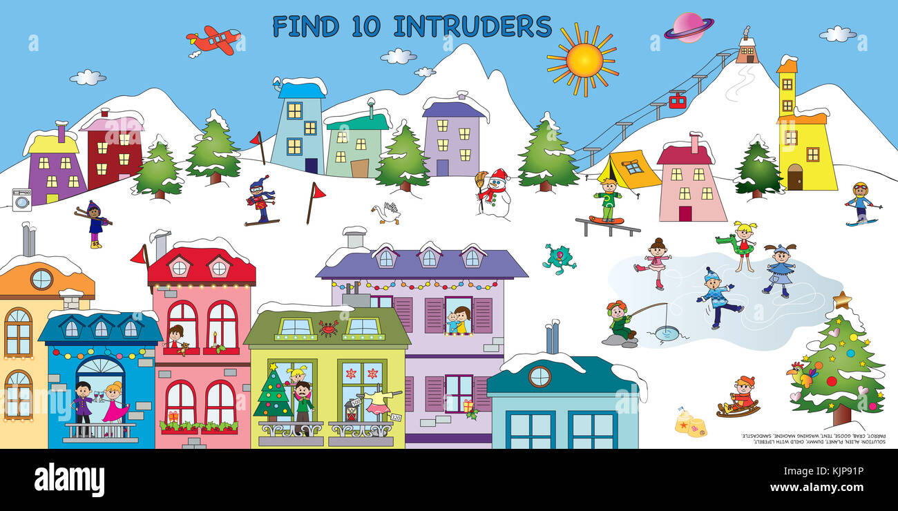 Game for children : find ten intruders Stock Photo - Alamy