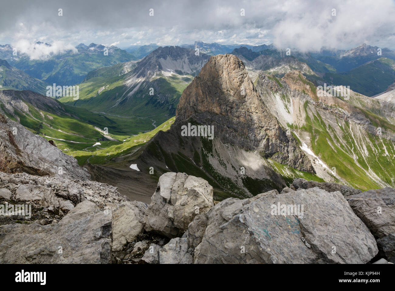 Roggspitze from Valluga summit, St Anton am Arlberg, Austria Stock ...