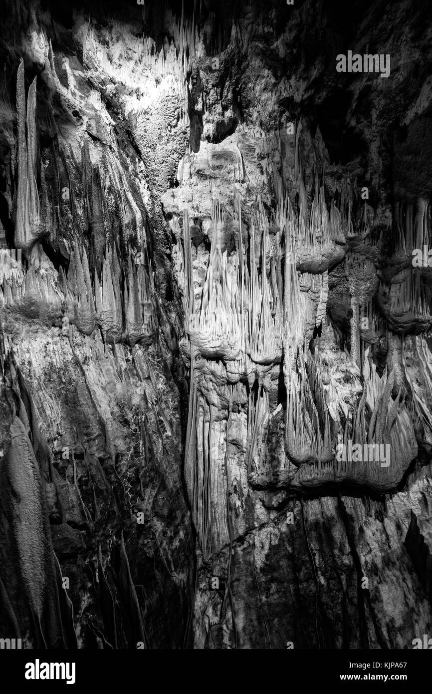 World famous cave Postojna in Slovenia with stalactites and stalagmites ...
