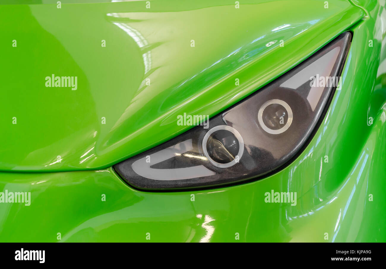 Car headlight. Electric car. Close-up New technologies Stock Photo - Alamy