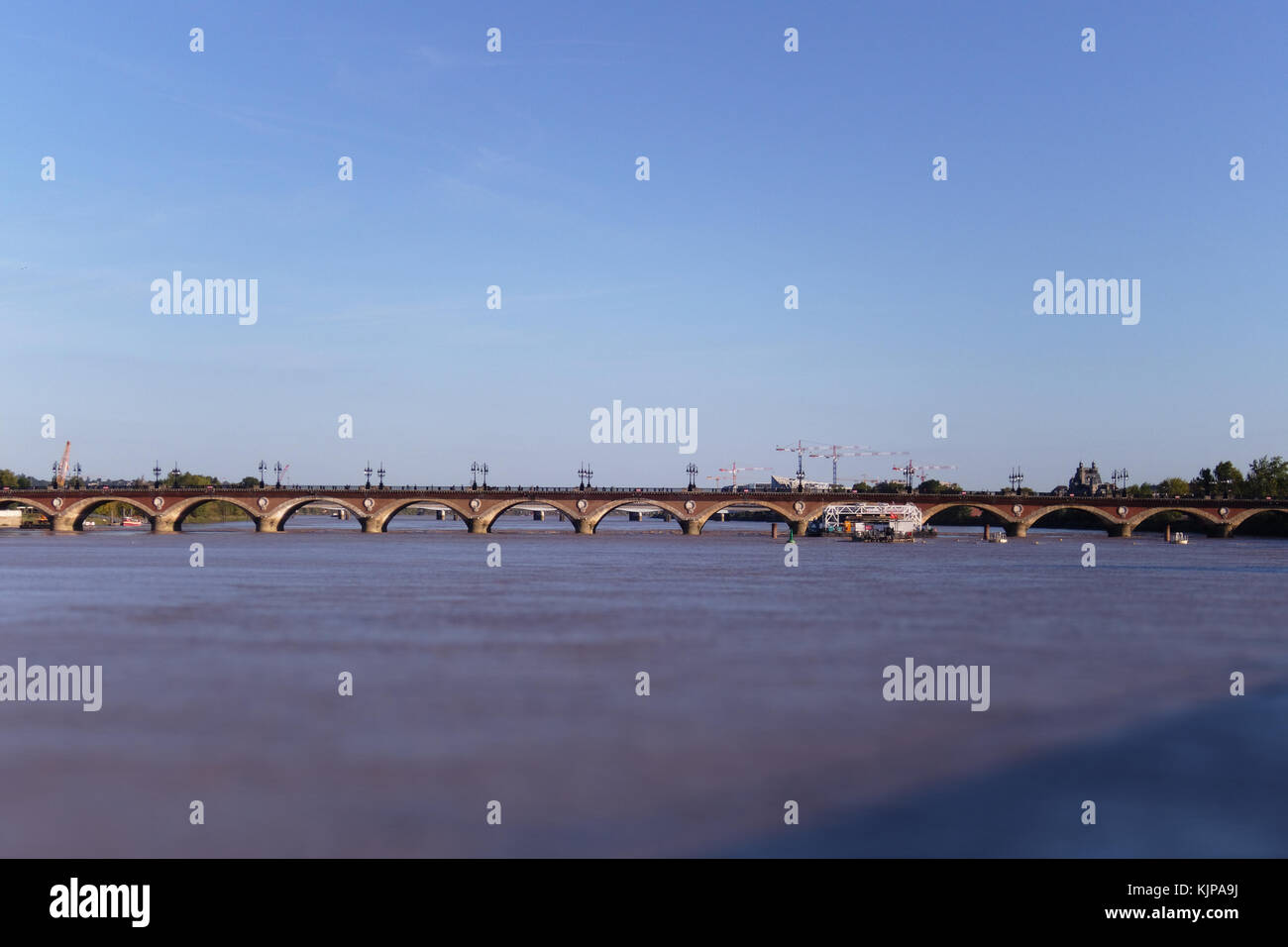 Stone Bridge On Garonne River - Bordeaux - France Stock Photo - Alamy