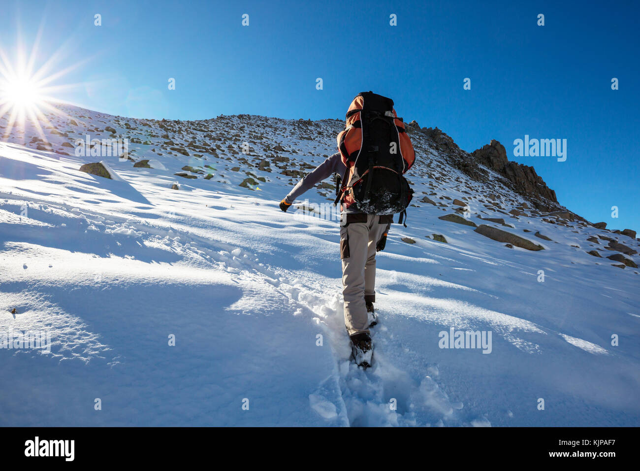 Hikers in the winter mountains Stock Photo - Alamy