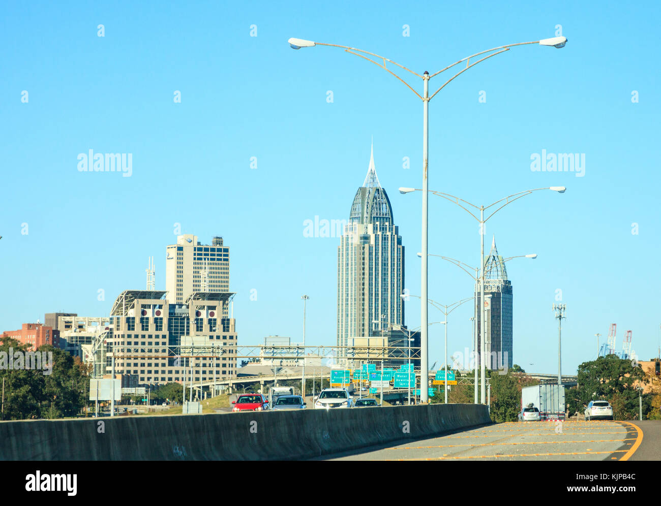 Mobile, Alabama, USA – November 19, 2017: Downtown Mobile, Alabama with ...