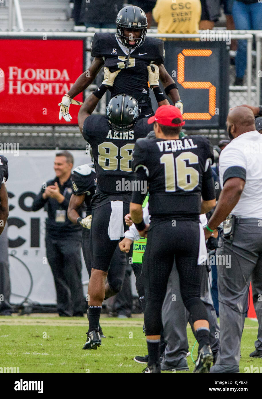 Spectrum Stadium. 24th Nov, 2017. FL, USA; UCF Knights tight end Jordan ...