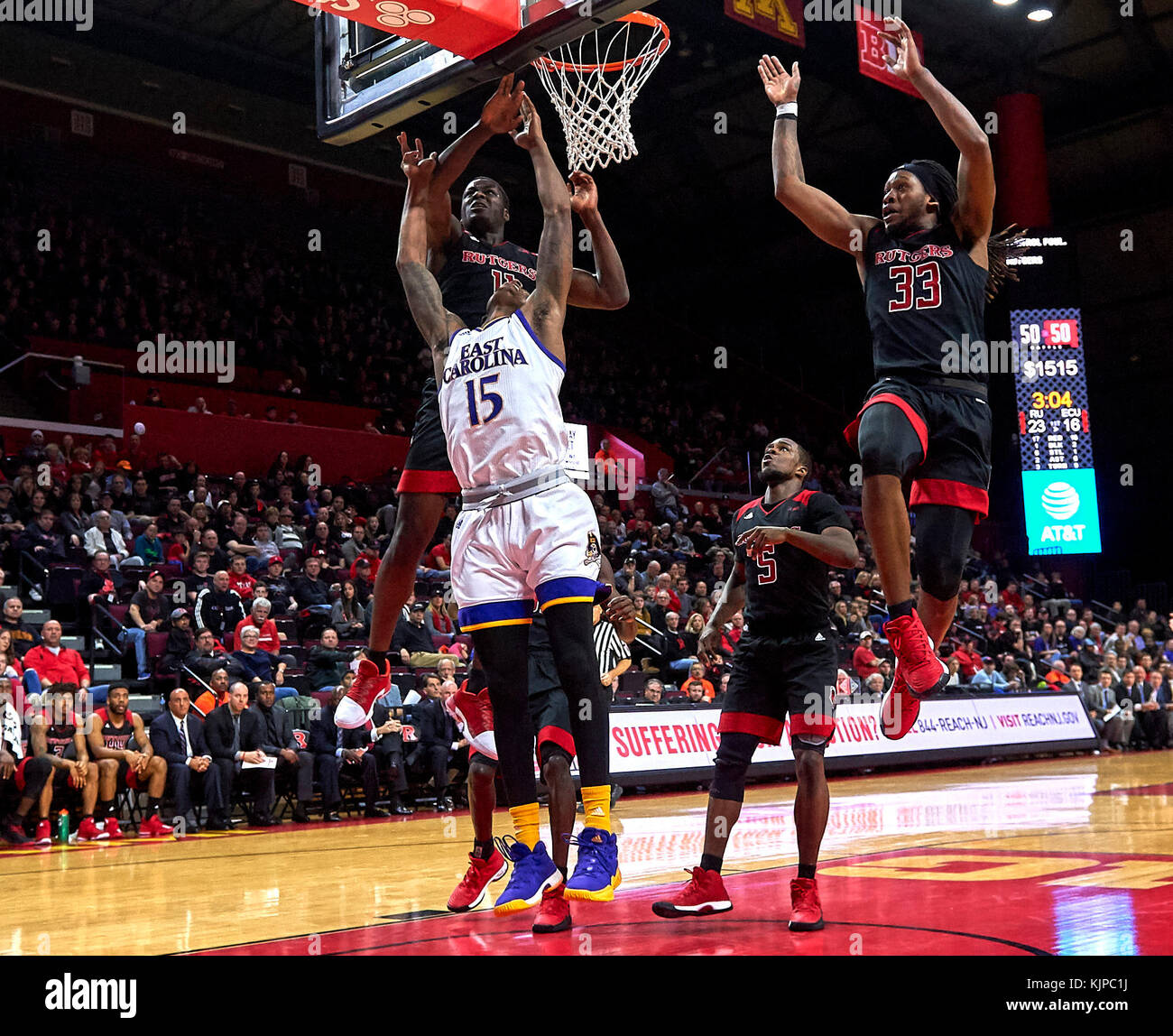 Piscataway, New Jersey, USA. 24th Nov, 2017. ECU's guard Kentrell ...