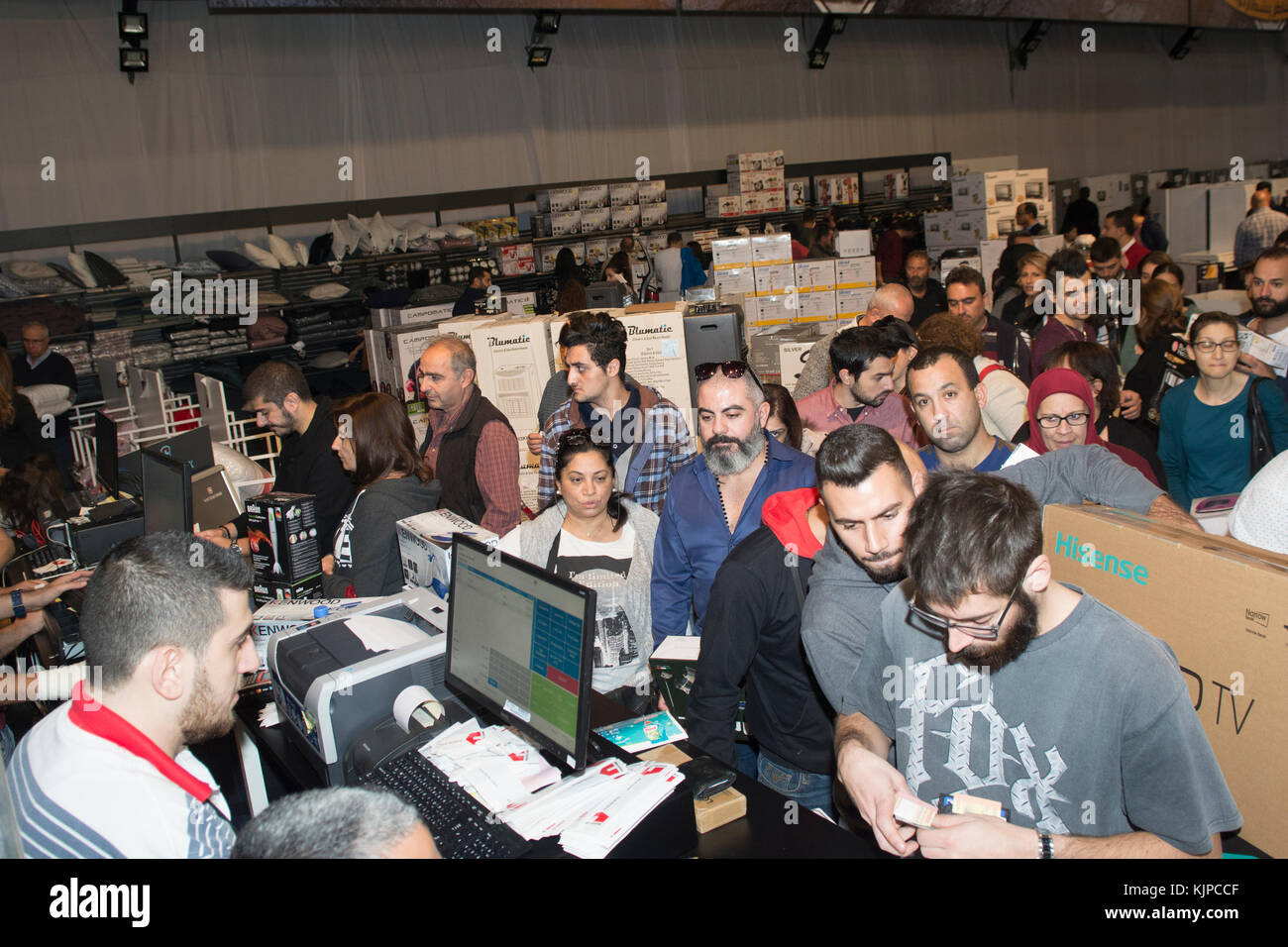 Customers queue up in hi-res stock photography and images - Alamy