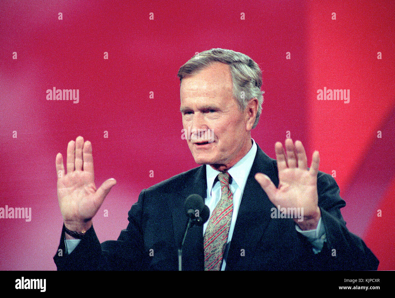 Former United States President George H.W. Bush speaks at the 1996 ...
