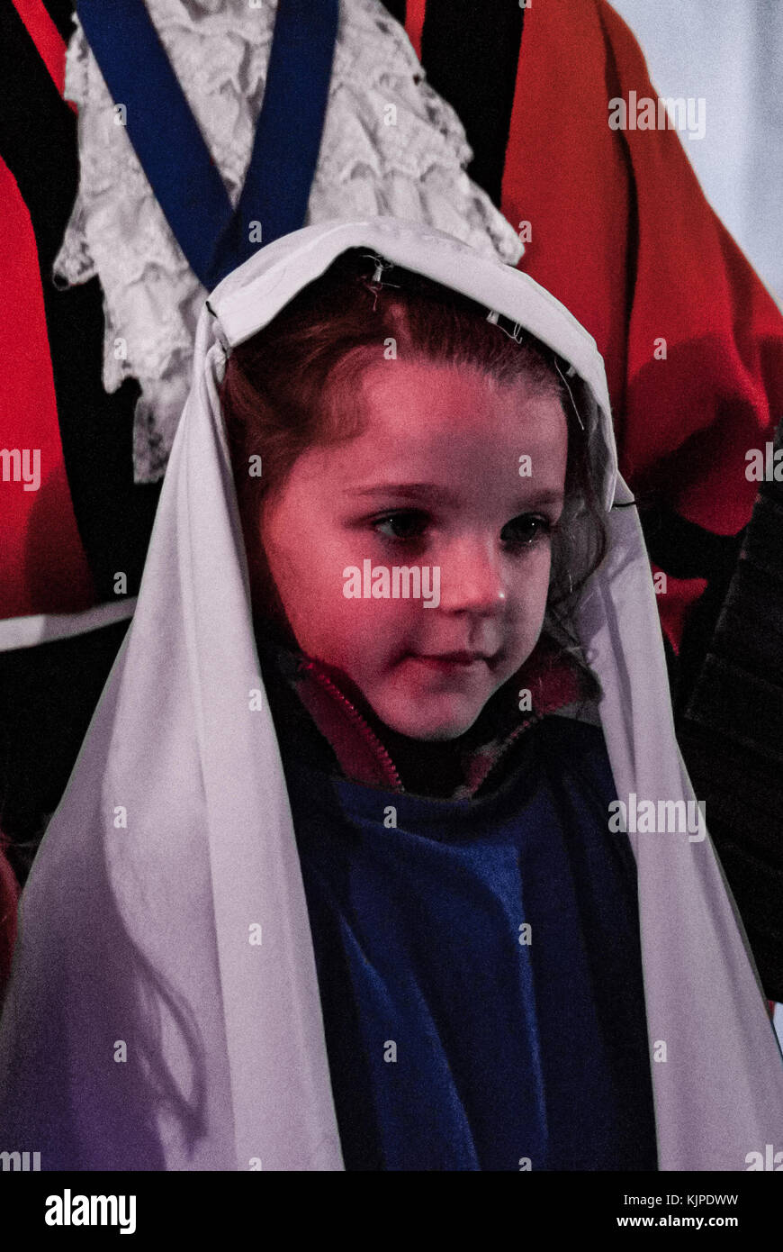 LEOMINSTER - NOVEMBER 25: "Mary" Poppy Rea on the stage as crowds ...