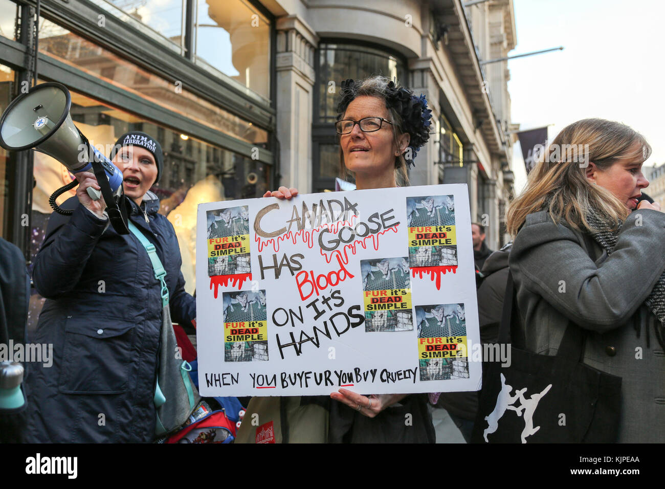 London, UK. 25th November, 2017. Anti fur protesters demonstrate ...
