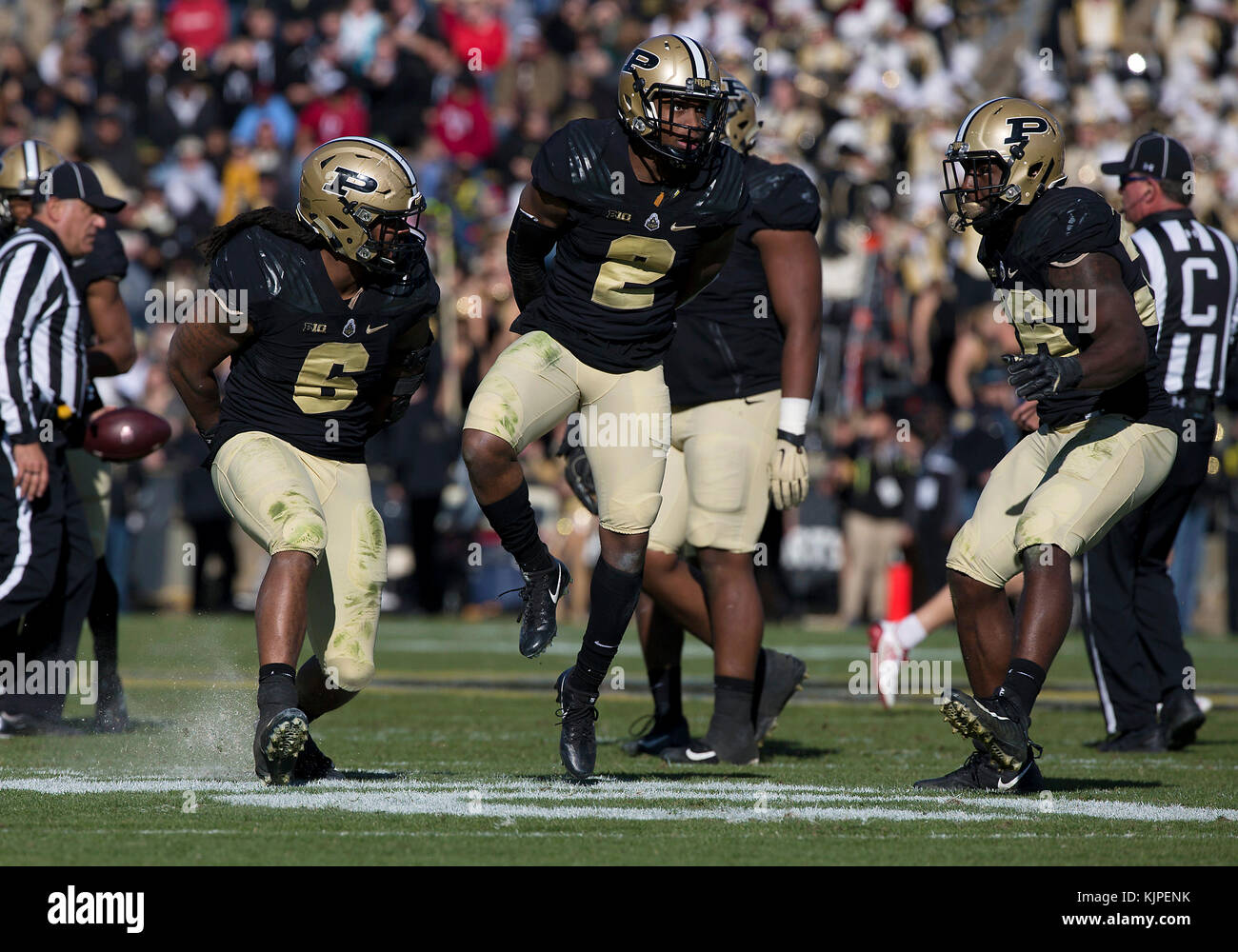 West Lafayette, Indiana, USA. 25th Nov, 2017. Purdue players celebrate ...