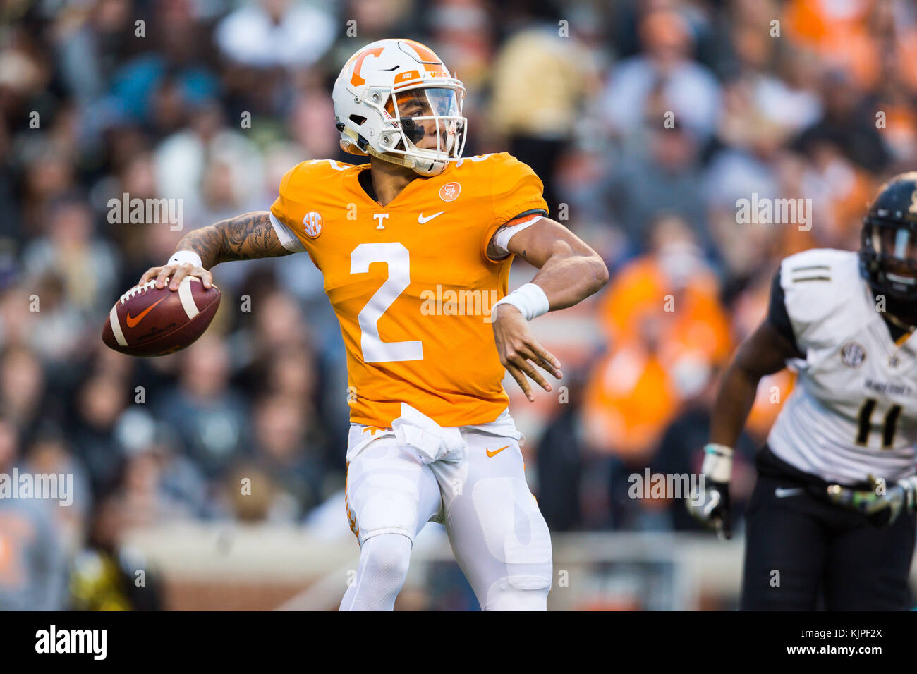 November 25, 2017: quarterback Jarrett Guarantano #2 of the Tennessee ...