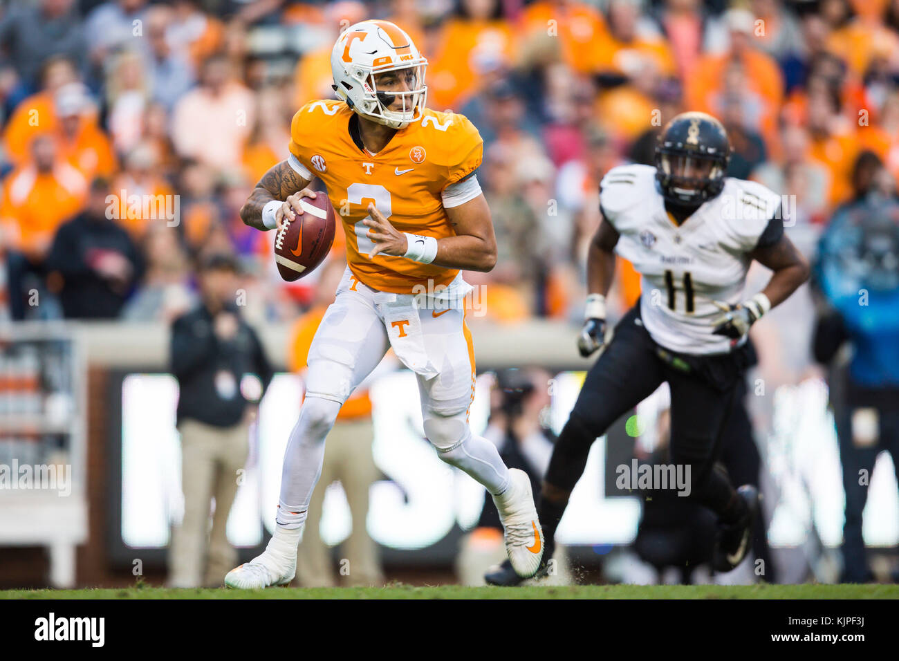 November 25, 2017: quarterback Jarrett Guarantano #2 of the Tennessee ...