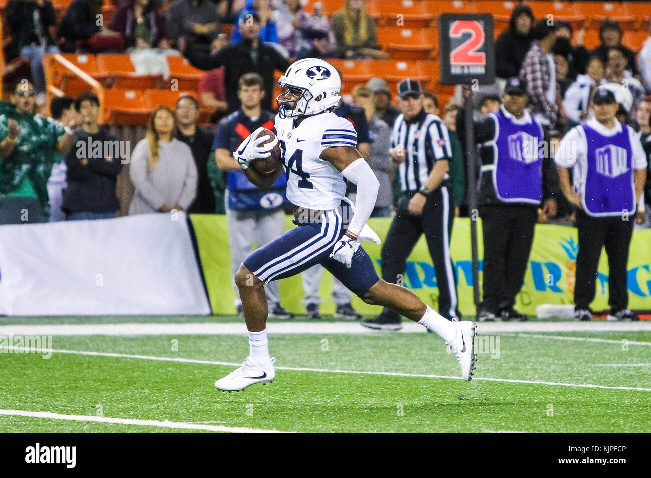 November 25, 2017 - Brigham Young Cougars running back Riley Burt #34 ...