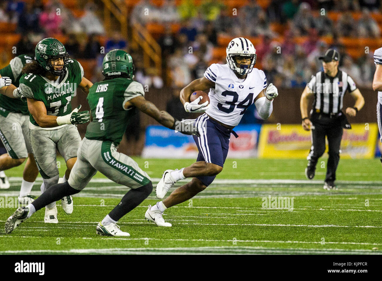 November 25, 2017 - Brigham Young Cougars running back Riley Burt #34 ...