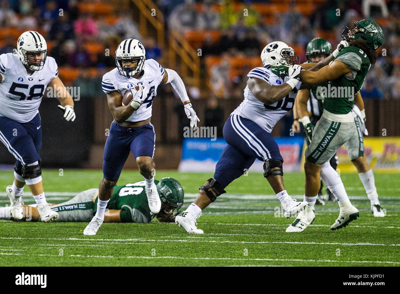 November 25, 2017 - Brigham Young Cougars running back Riley Burt #34 ...