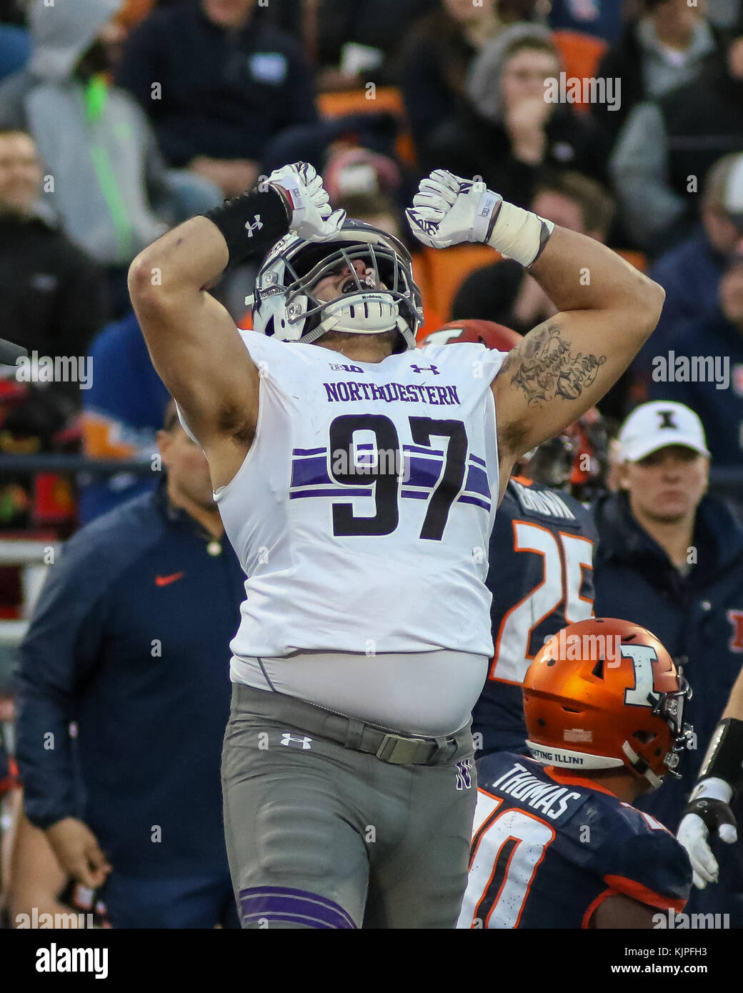 Northwestern wildcats defensive lineman joe gaziano 97 hi-res stock ...