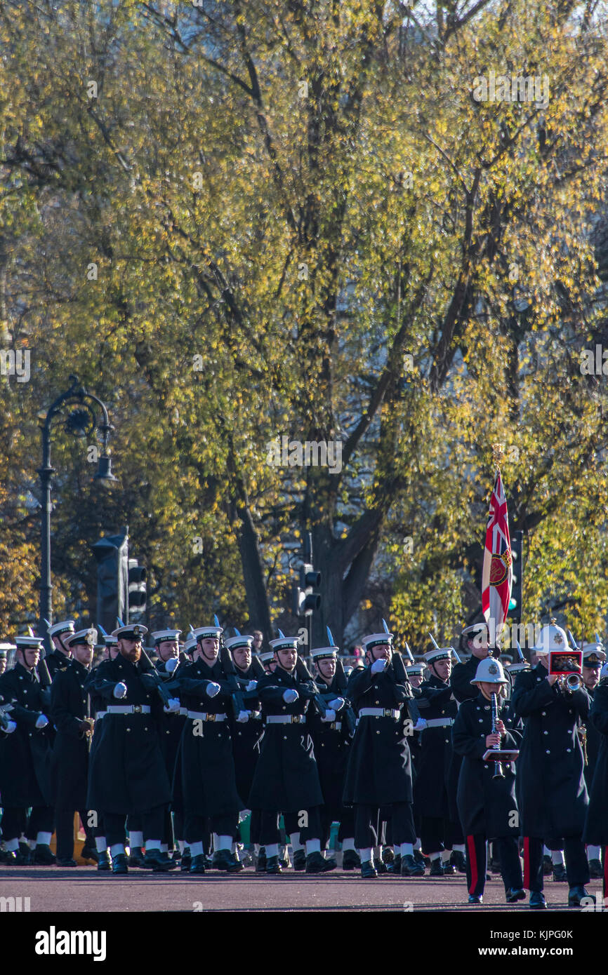 London, UK. 26th Nov, 2017. Led by the band of the Royal Marines the ...