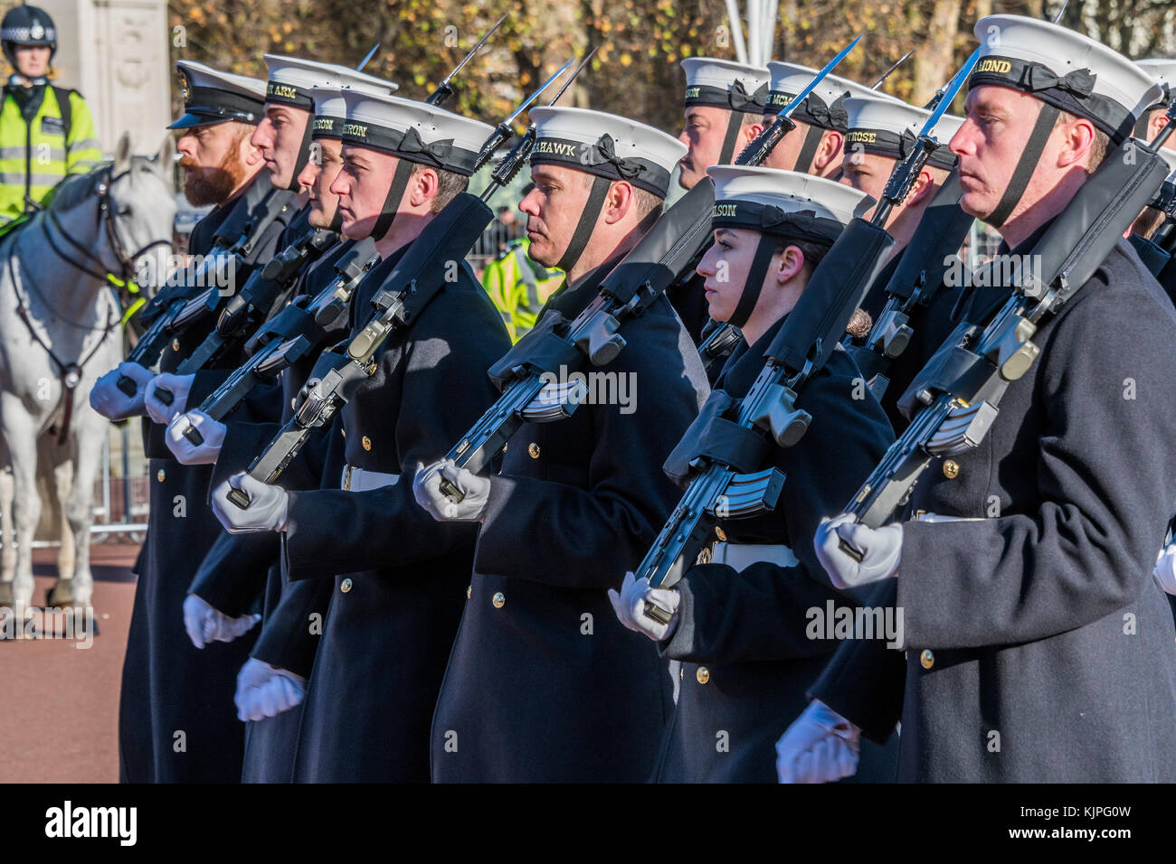 London, UK. 26th Nov, 2017. Led by the band of the Royal Marines the ...