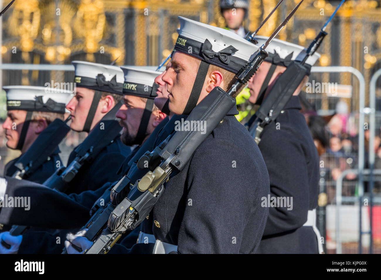 London, UK. 26th Nov, 2017. Led by the band of the Royal Marines the ...