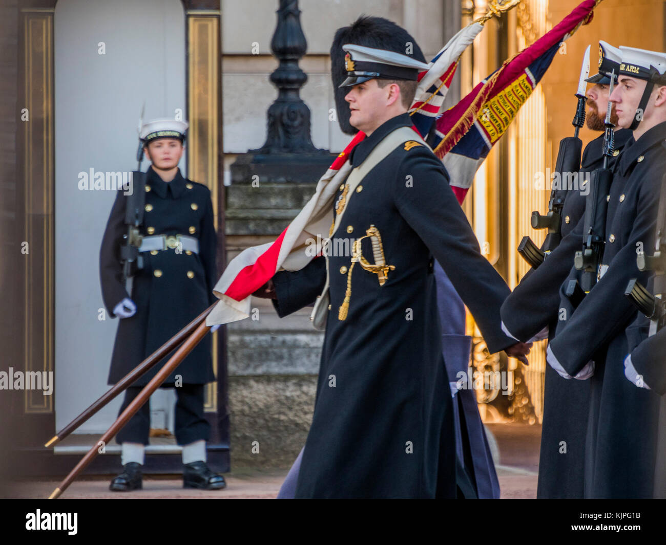London, UK. 26th Nov, 2017. The Royal Navy take over the guard duty at ...