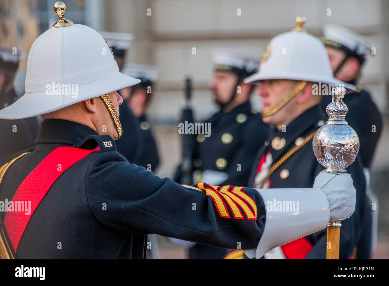 London, UK. 26th Nov, 2017. The Royal Navy take over the guard duty at ...
