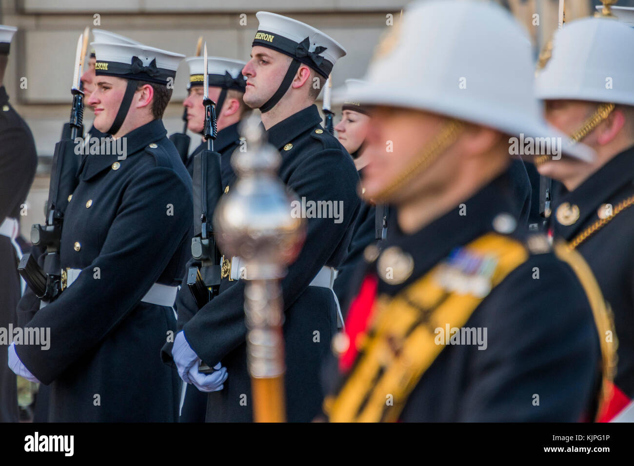 London, UK. 26th Nov, 2017. The Royal Navy take over the guard duty at ...