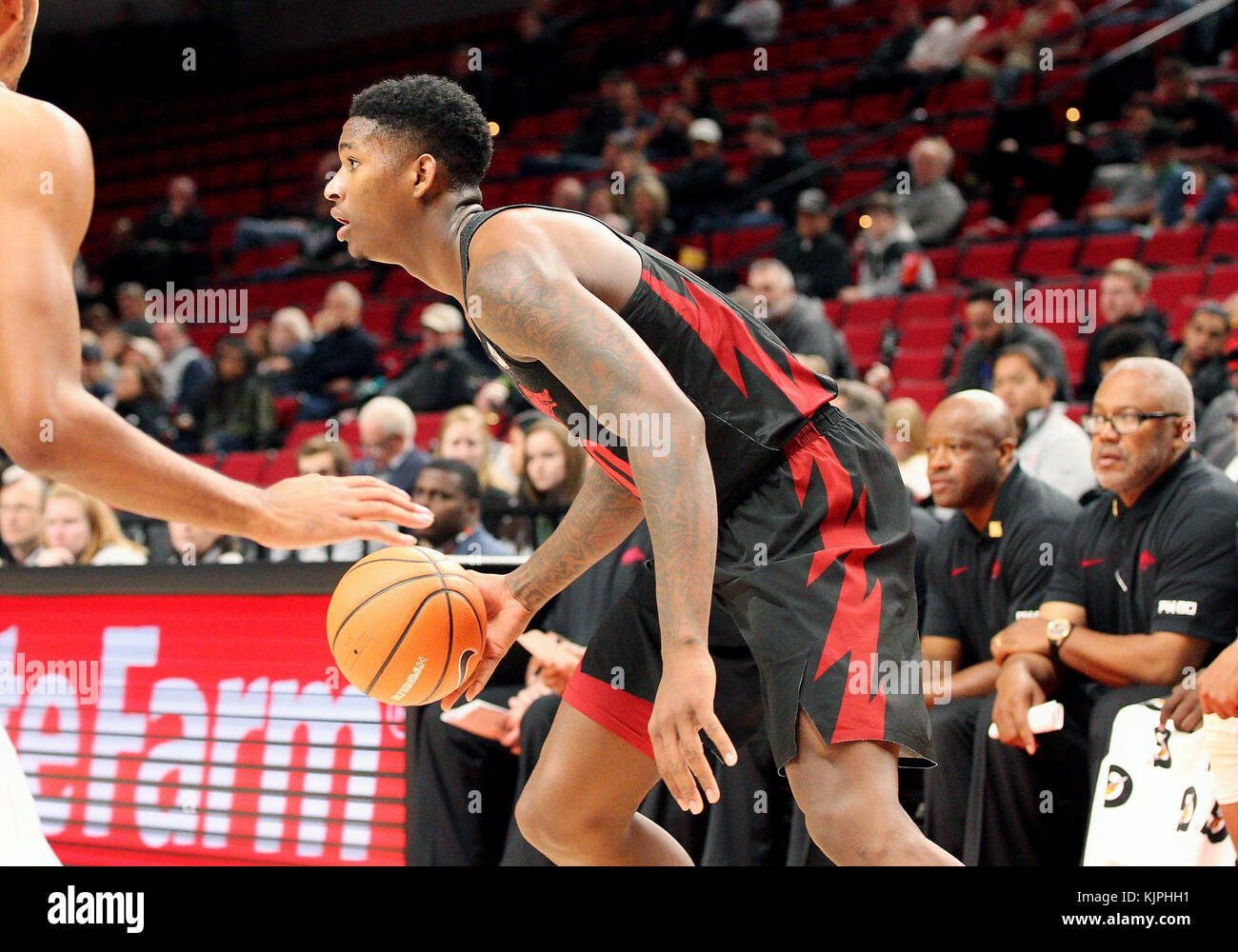 November 26, 2017: Arkansas Razorbacks forward Darious Hall (20) during ...