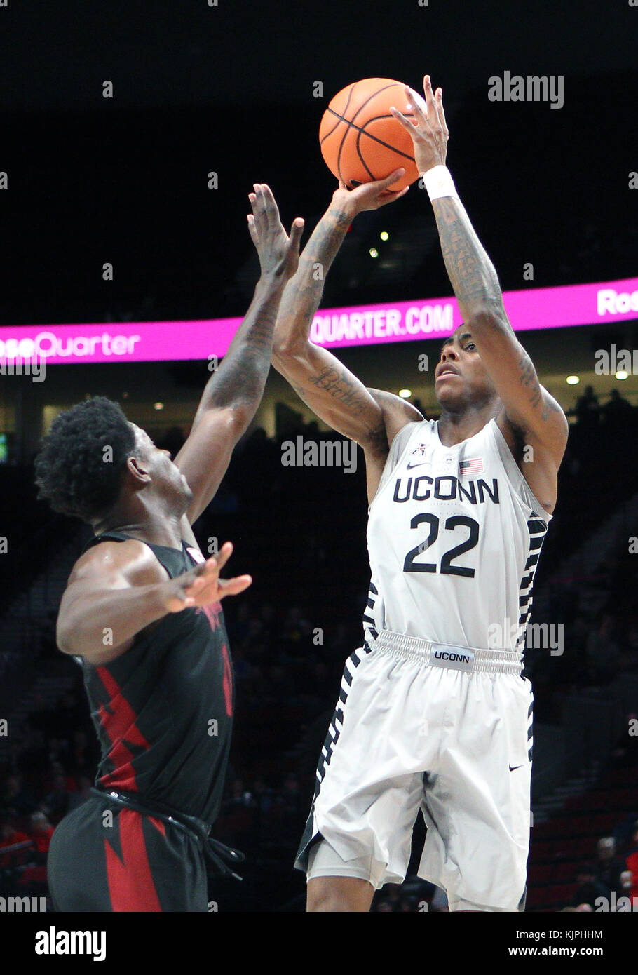 November 26, 2017: Connecticut Huskies guard Terry Larrier (22) during ...