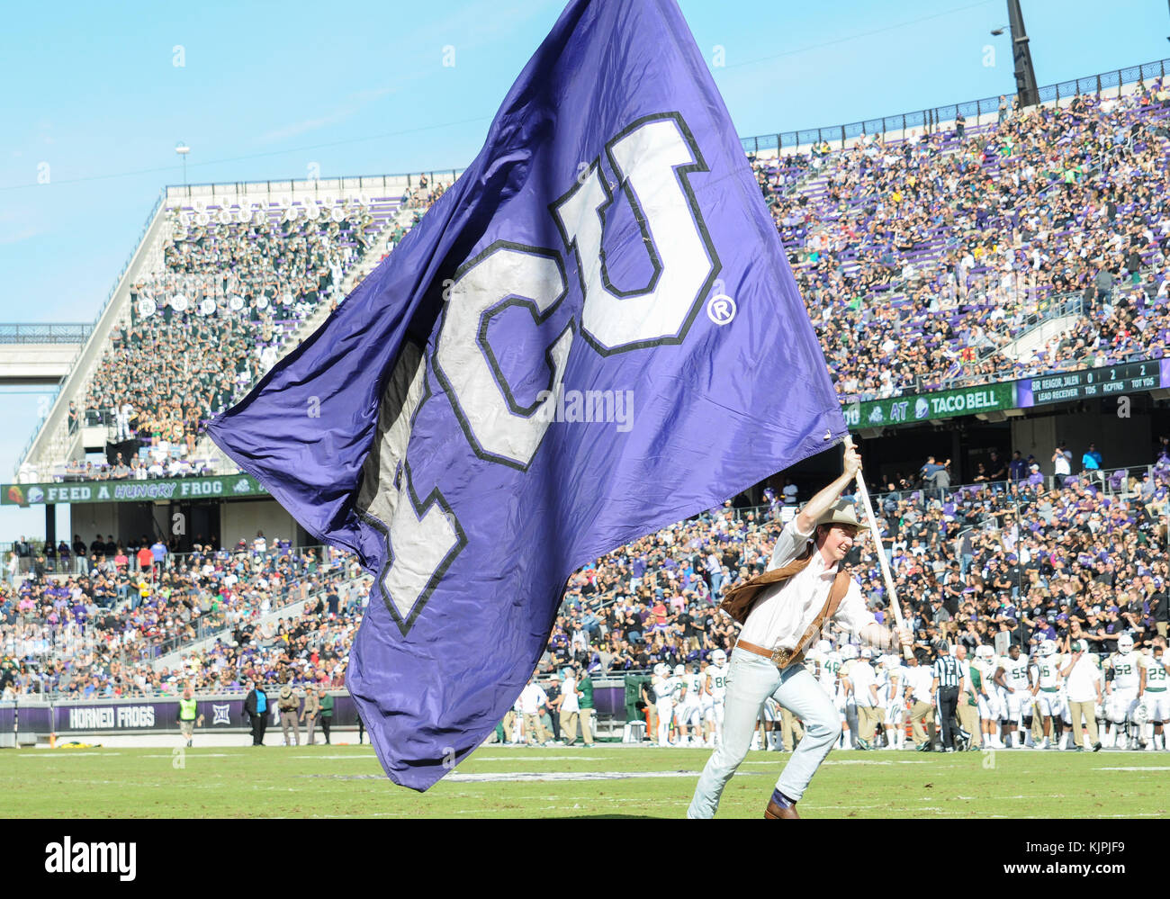 Fort Worth, Texas, USA. 24th Nov, 2017. TCU Horned Frogs flag holder ...