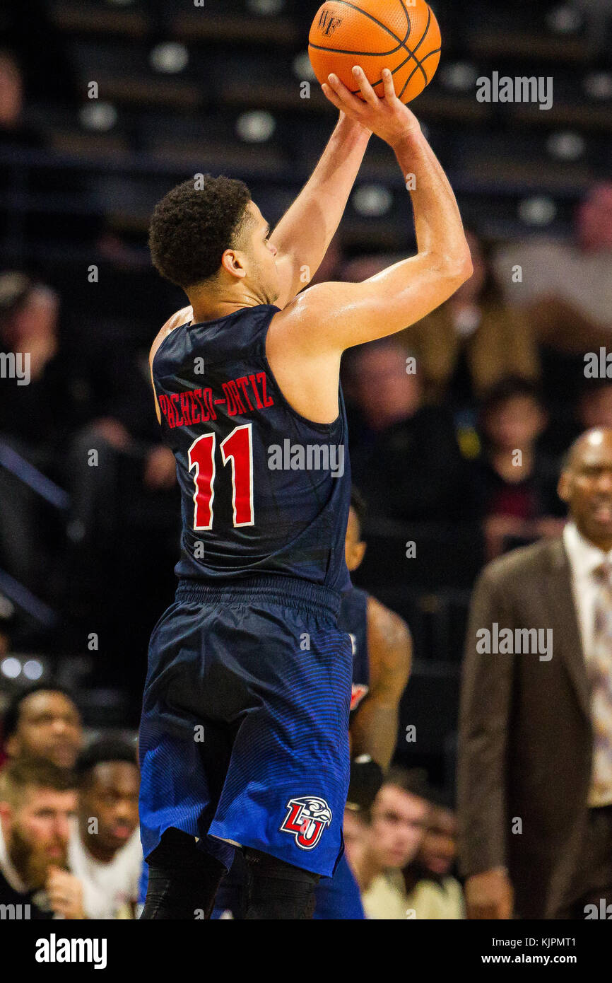 Winston-Salem, NC, USA. 14th Nov, 2017. Liberty guard Georgie Pacheco ...