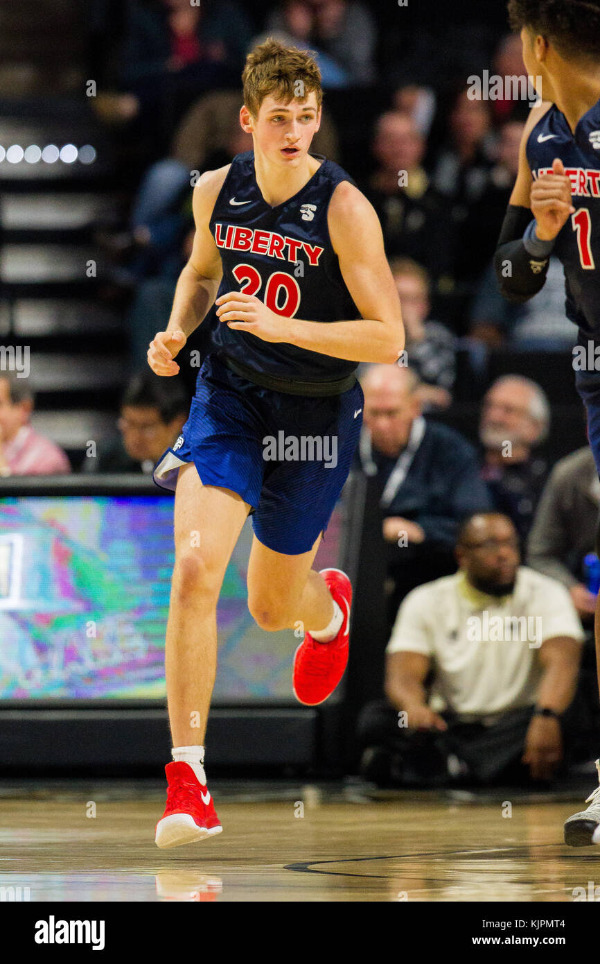 Winston-Salem, NC, USA. 14th Nov, 2017. Liberty guard Keegan McDowell ...