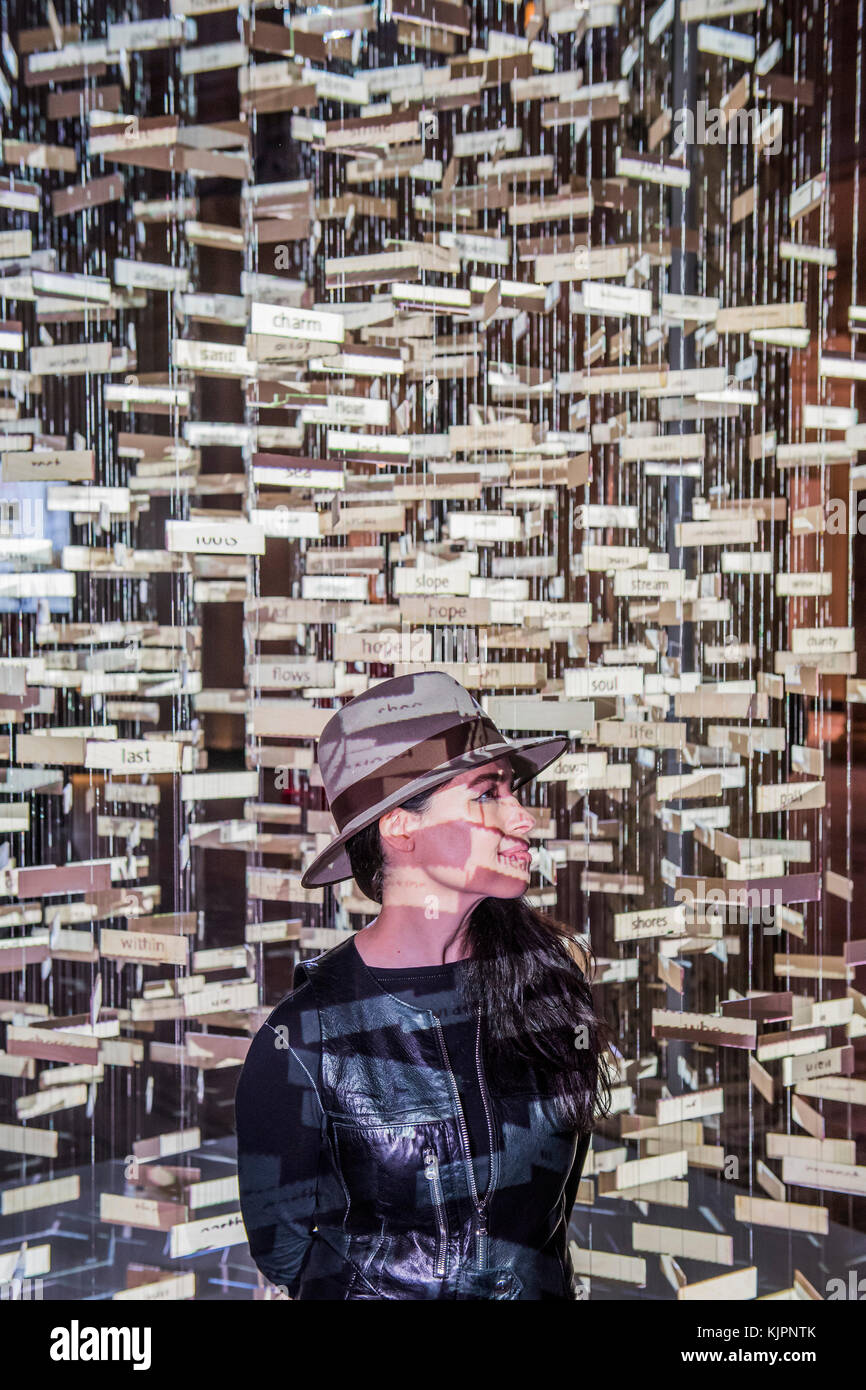 London, UK. 28th November, 2017. Es Devlin with her work - The Christmas Tree (The Singing Tree ...