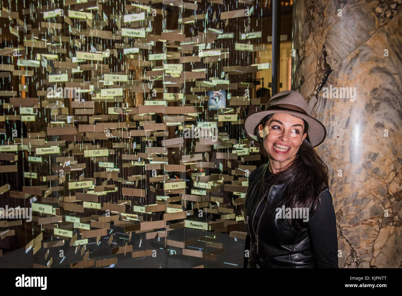 London, UK. 28th November, 2017. Es Devlin with her work - The Christmas Tree (The Singing Tree ...