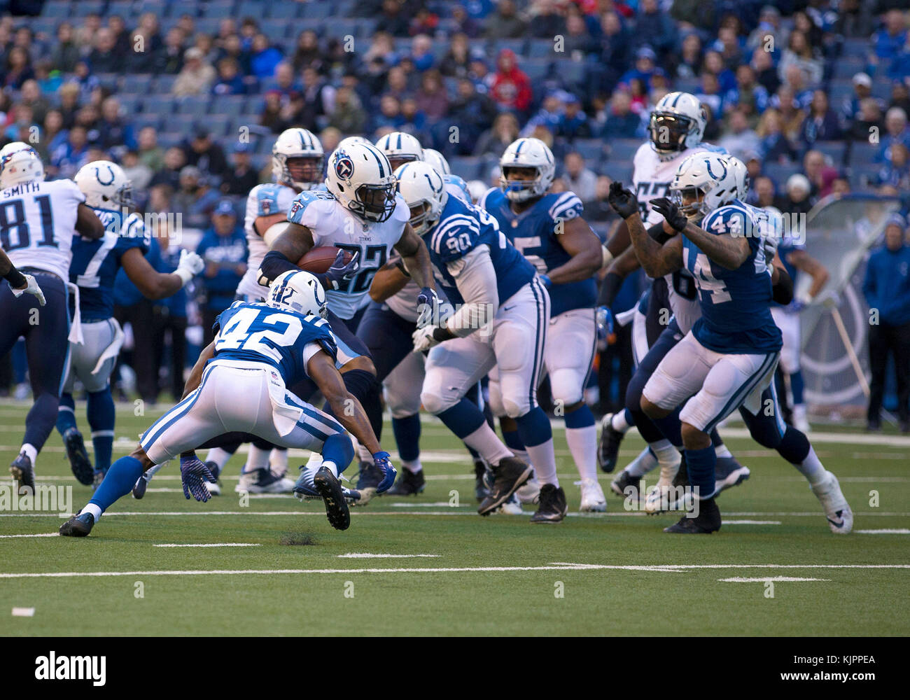 Indianapolis, Indiana, USA. 26th Nov, 2017. Tennessee running back ...