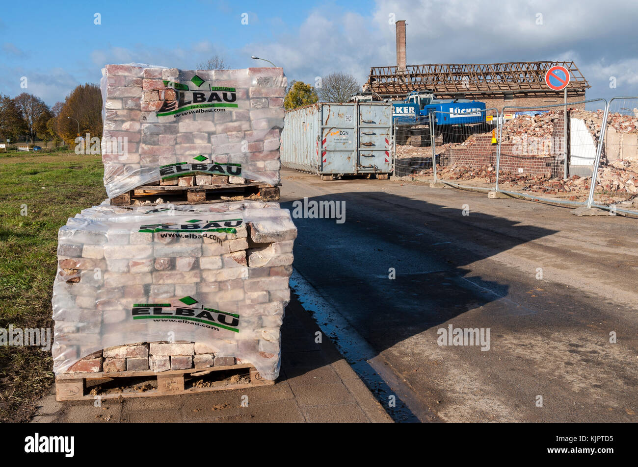 Used bricks from demolished buildings ready for sale in the condemned ...
