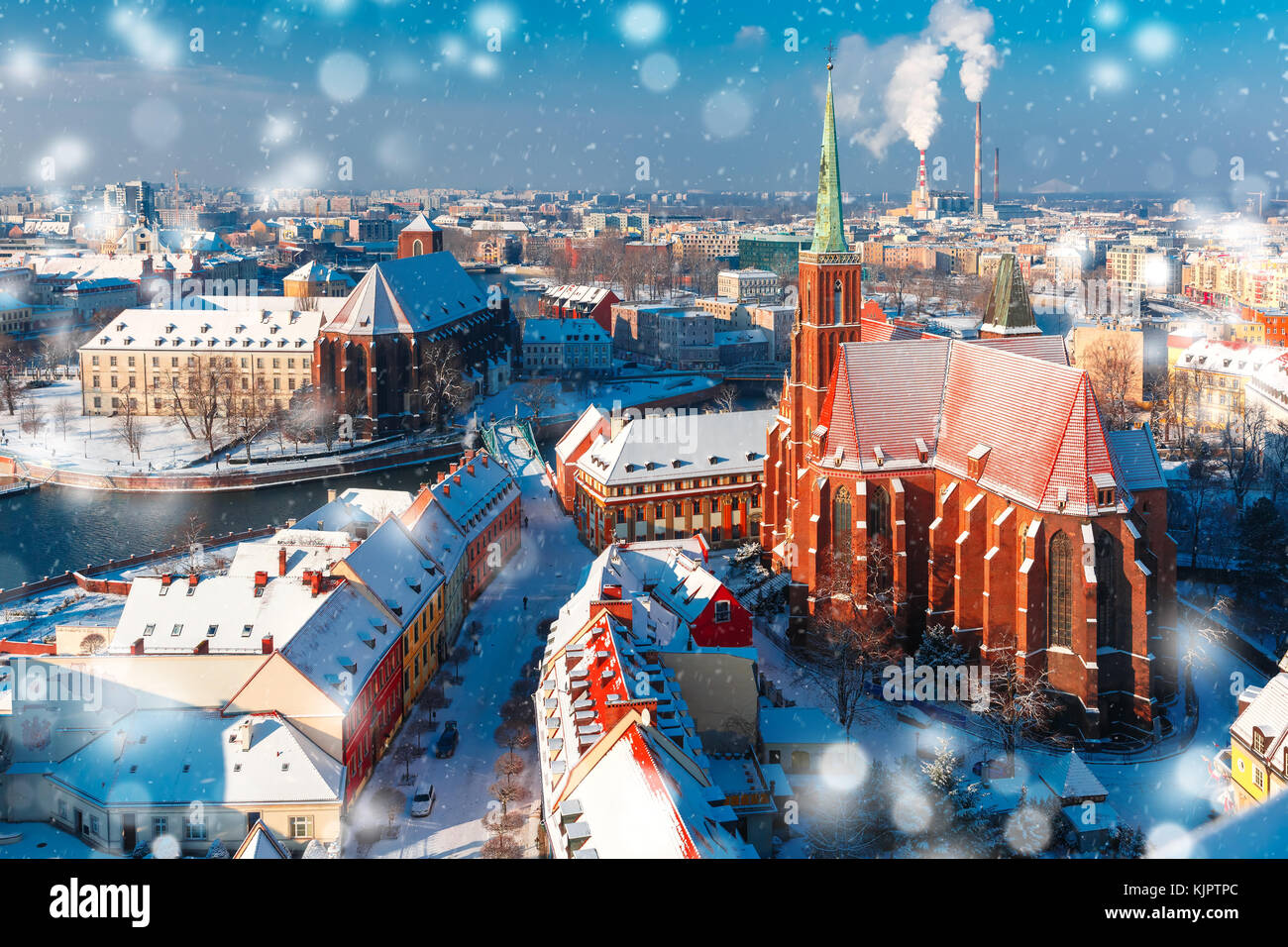 Aerial view of Wroclaw in the winter morning Stock Photo - Alamy