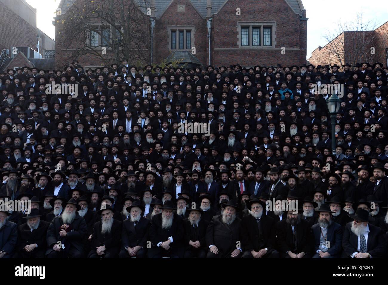 NEW YORK, NY - NOVEMBER 27: Thousands of bearded Hasidic rabbis, clad ...