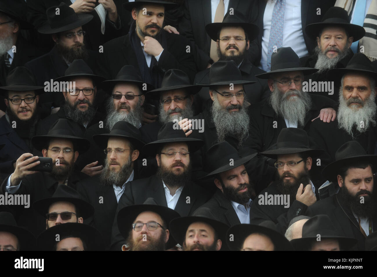 NEW YORK, NY - NOVEMBER 27: Thousands of bearded Hasidic rabbis, clad ...