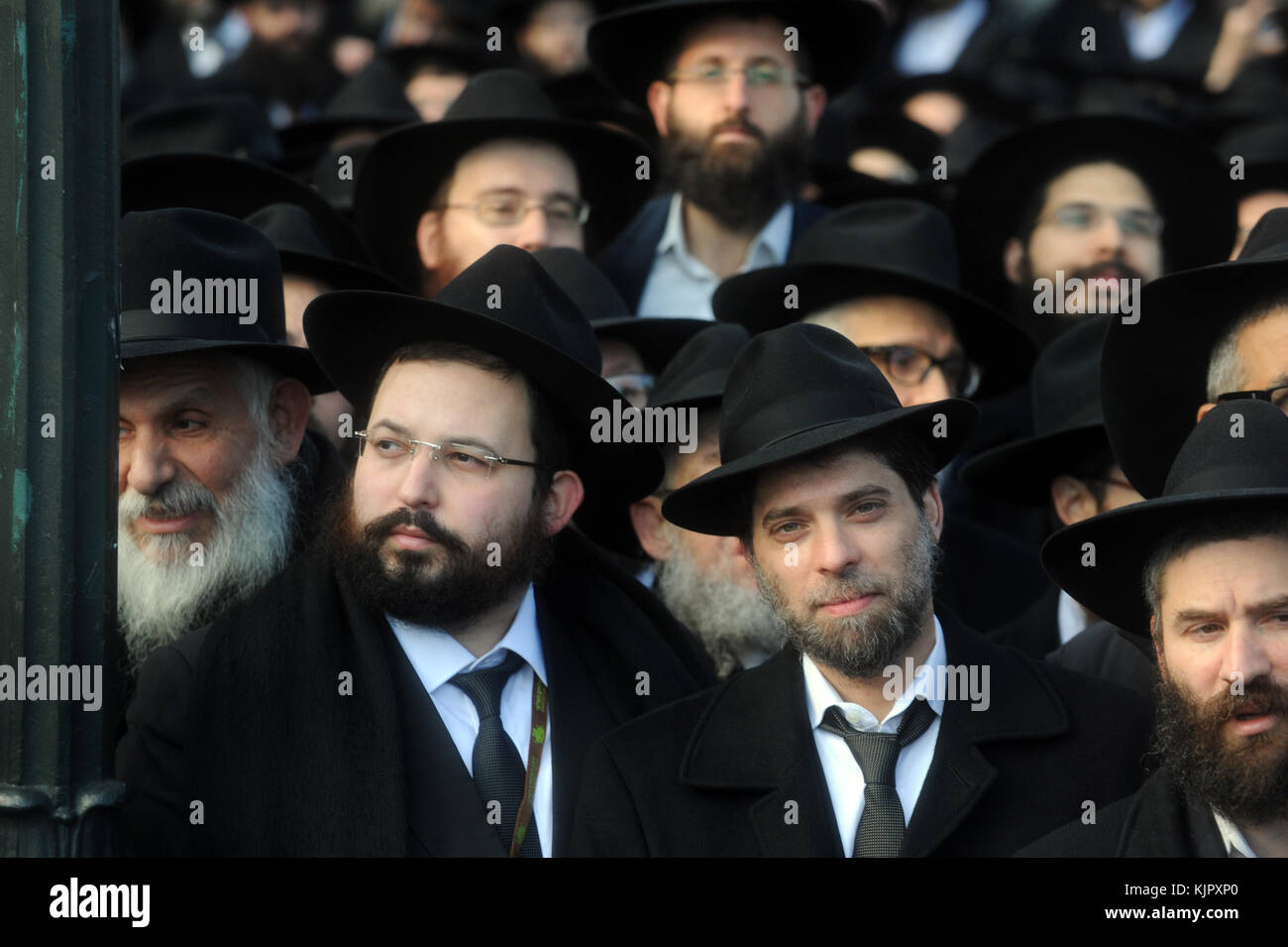 NEW YORK, NY - NOVEMBER 27: Thousands of bearded Hasidic rabbis, clad ...