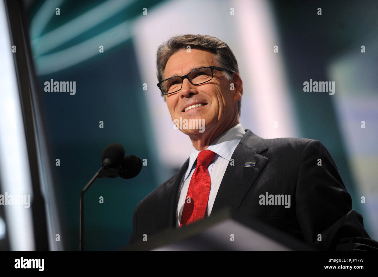 CLEVELAND, OH - JULY 18: Former Texas Governor Rick Perry delivers a ...