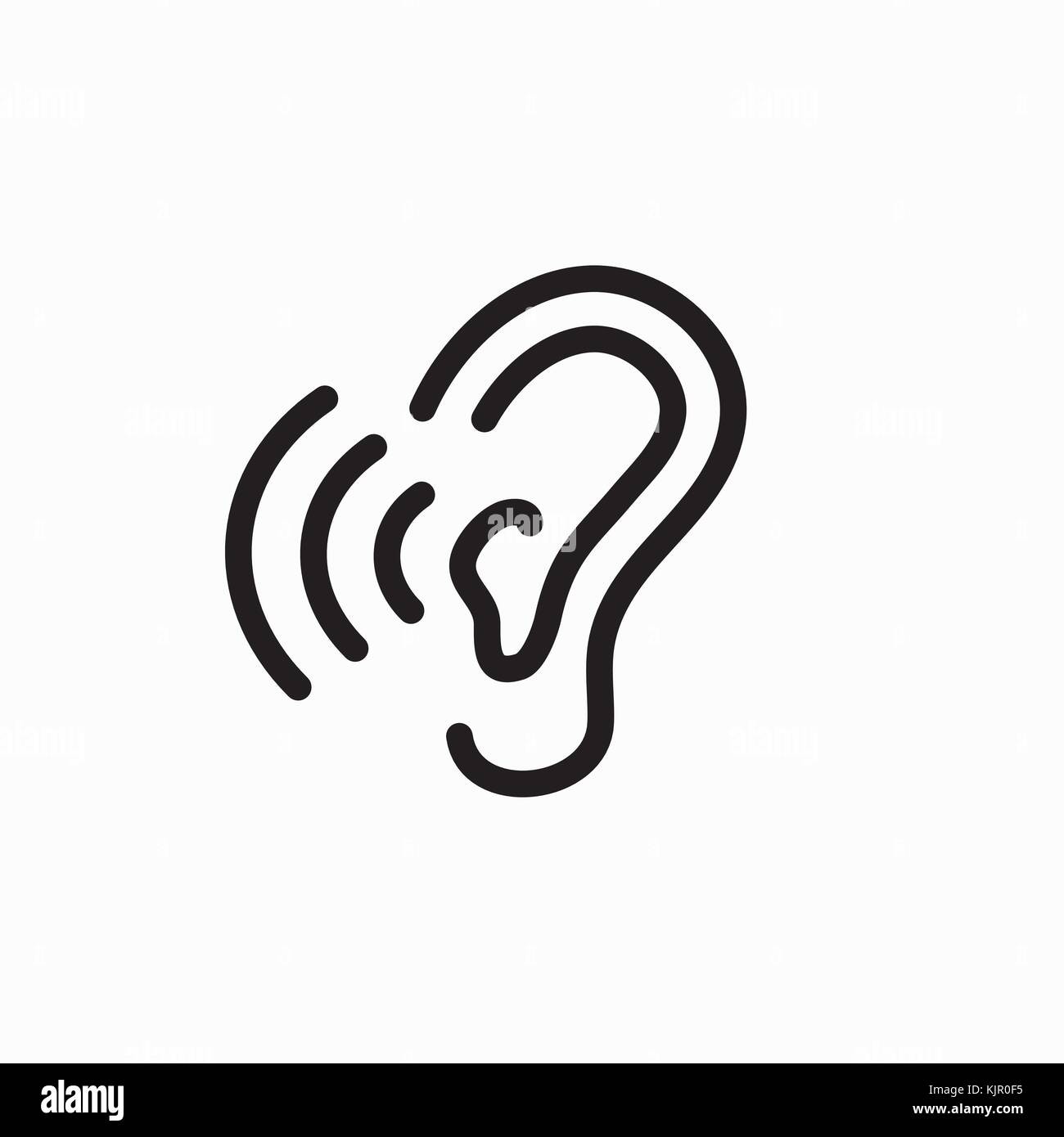 Ear and ear canal outline icon image - hearing or listening loss Stock ...